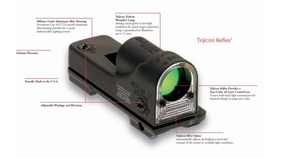 Trijicon RX01-17 Reflex 6.5 MOA Amber Dot Sight with H&K Mount | 5 Star ...